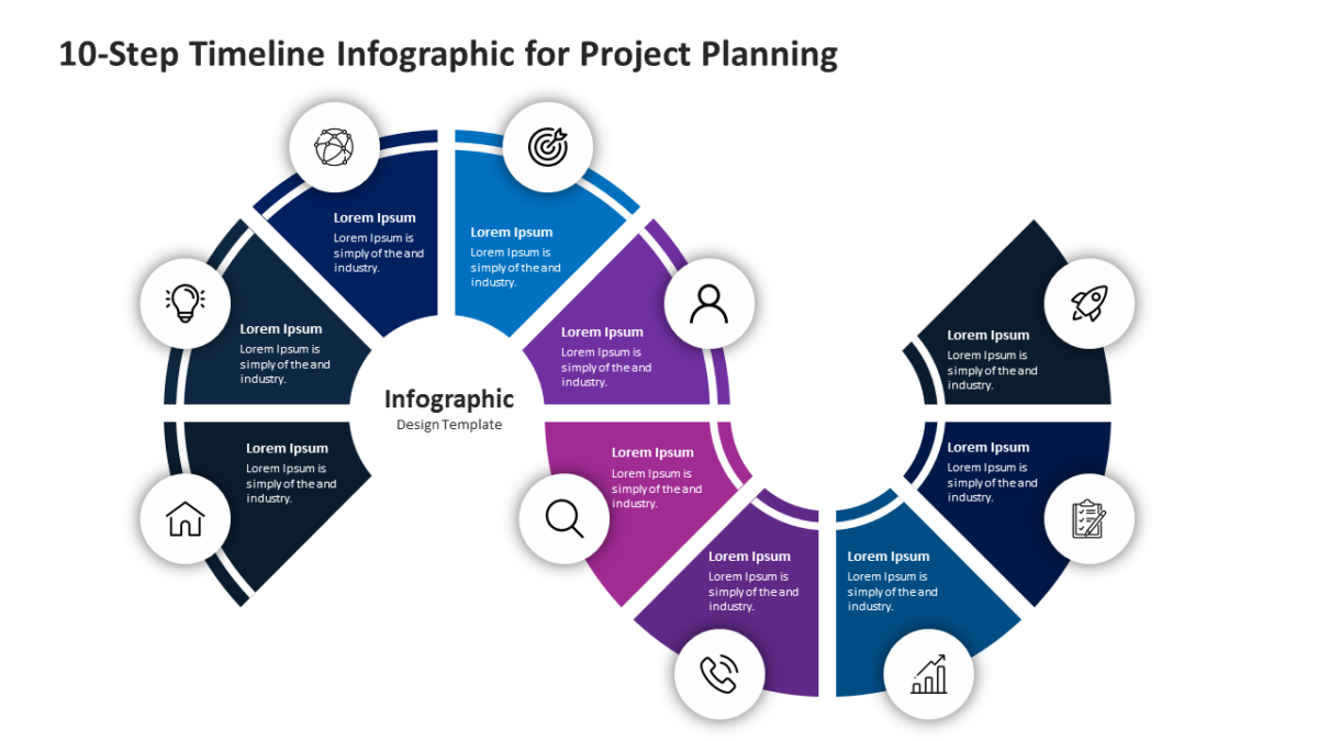 10 Step Timeline Infographic for Project Planning - SlideFeast
