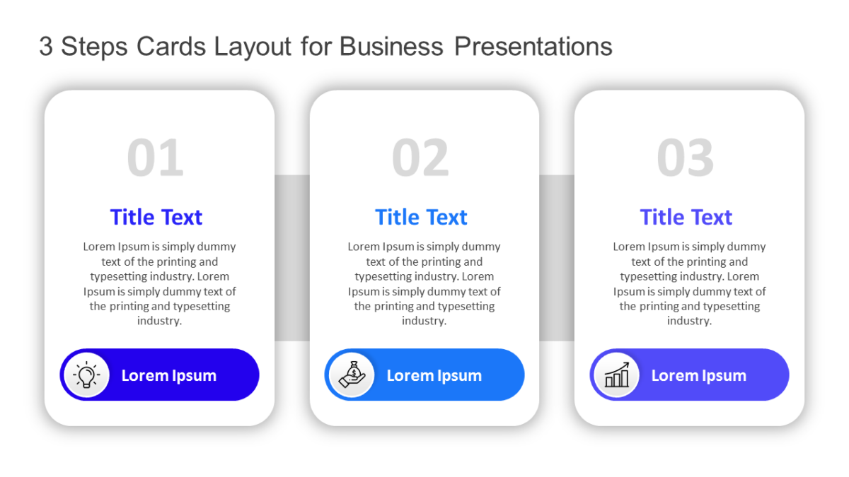 3 Steps Cards Layout for Business Presentations - SlideFeast