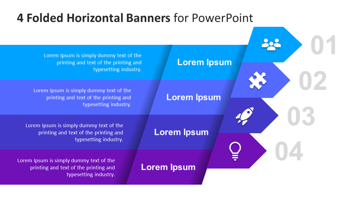 4 Folded Horizontal Banners for PowerPoint - SlideFeast