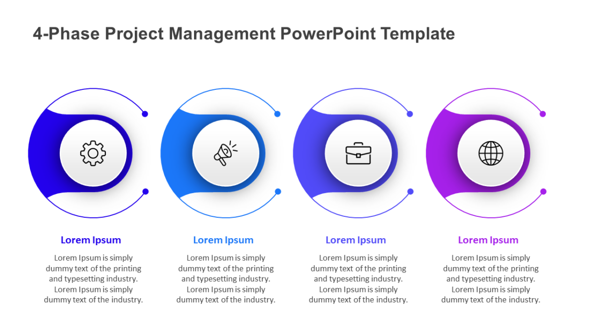 4 Phase Project Management PowerPoint Template - SlideFeast