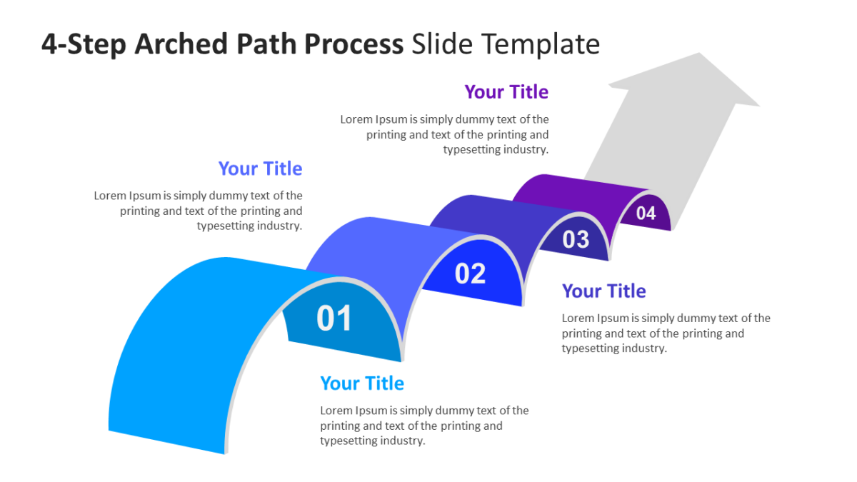 4 Step Arched Path Process Slide Template - SlideFeast