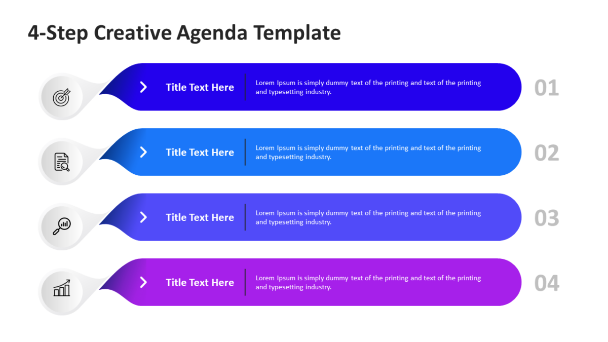 4 Step Creative Agenda Template - SlideFeast