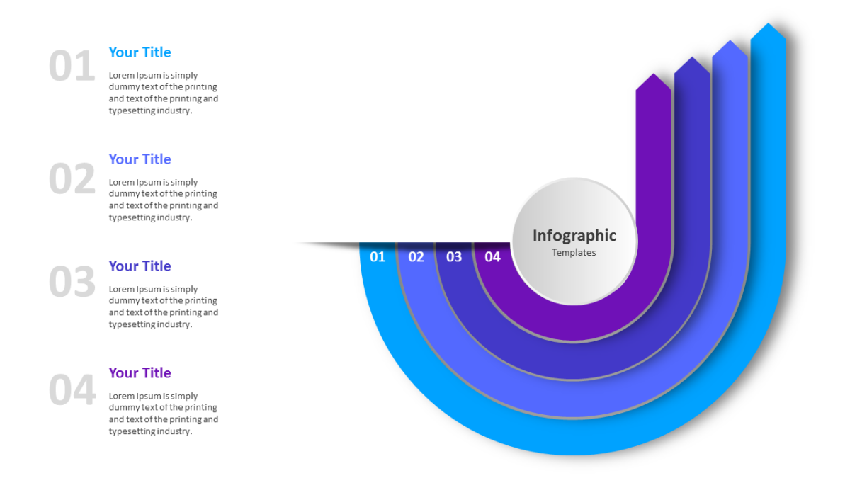 4 Step Curved Timeline Process Infographic PowerPoint Template - SlideFeast