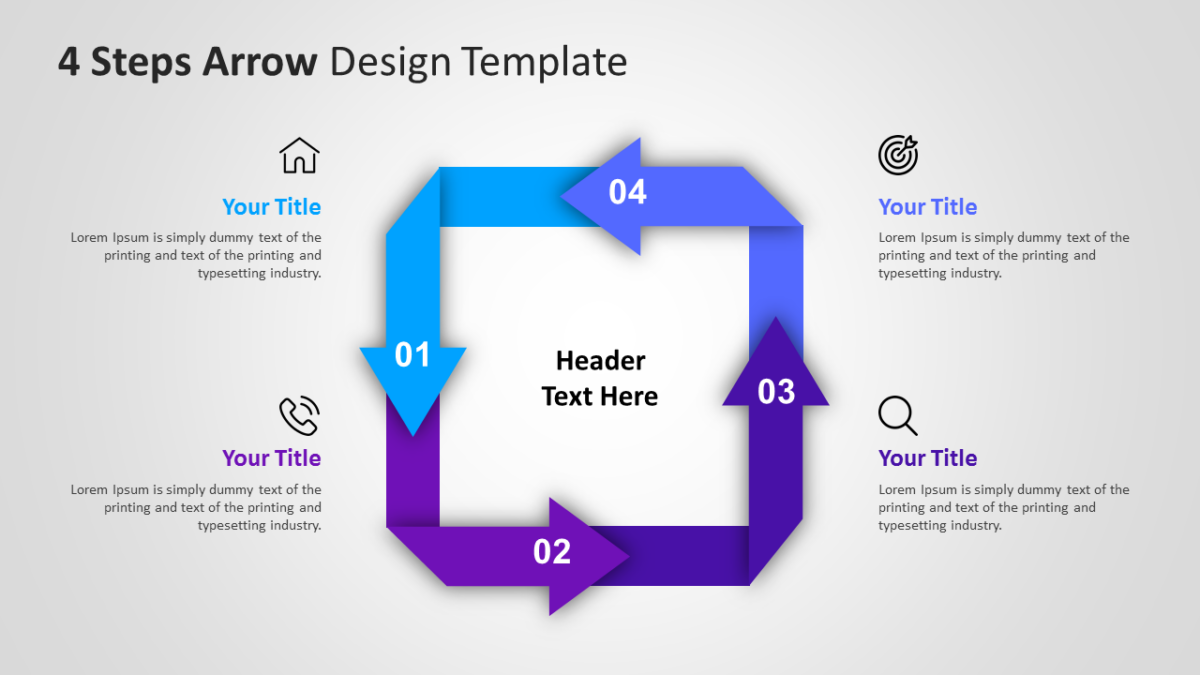 4 Steps Arrow Design Template - SlideFeast
