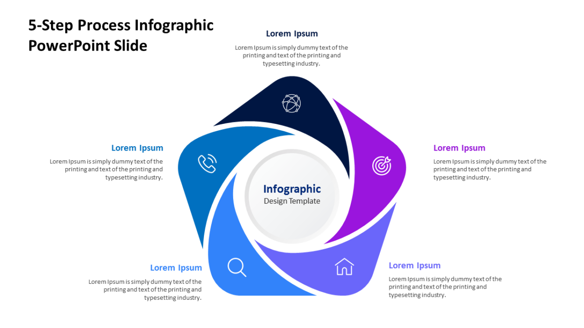 5 Step Process Infographic PowerPoint Slide - SlideFeast