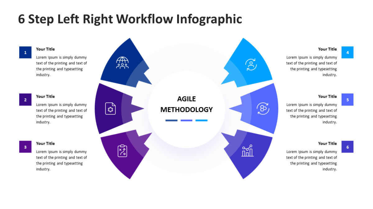 6 Step Left Right Workflow Infographic PowerPoint Template - SlideFeast
