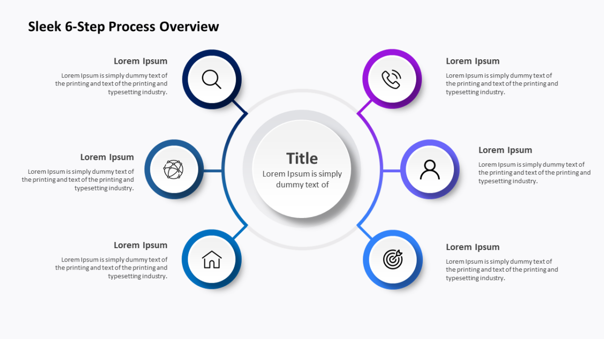 Sleek 6 Step Process Overview - SlideFeast