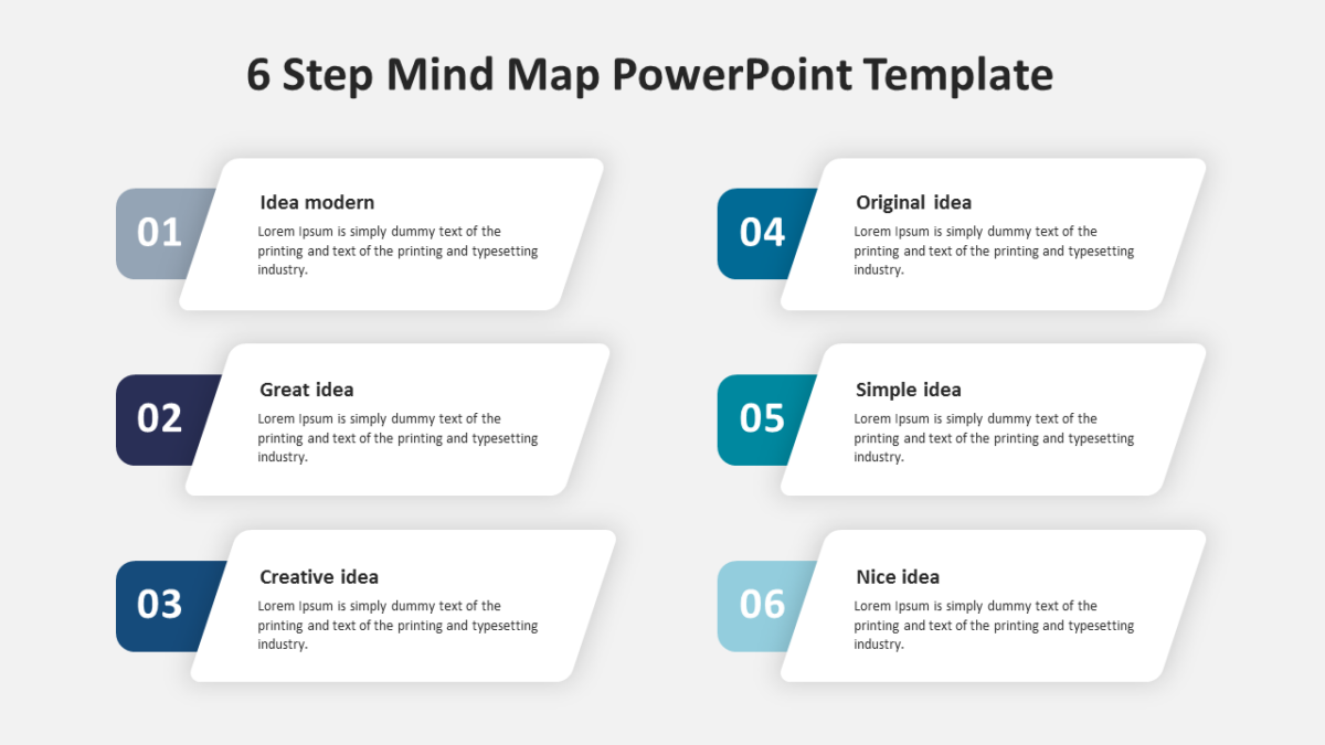 6 Step Mind Map PowerPoint Template - SlideFeast