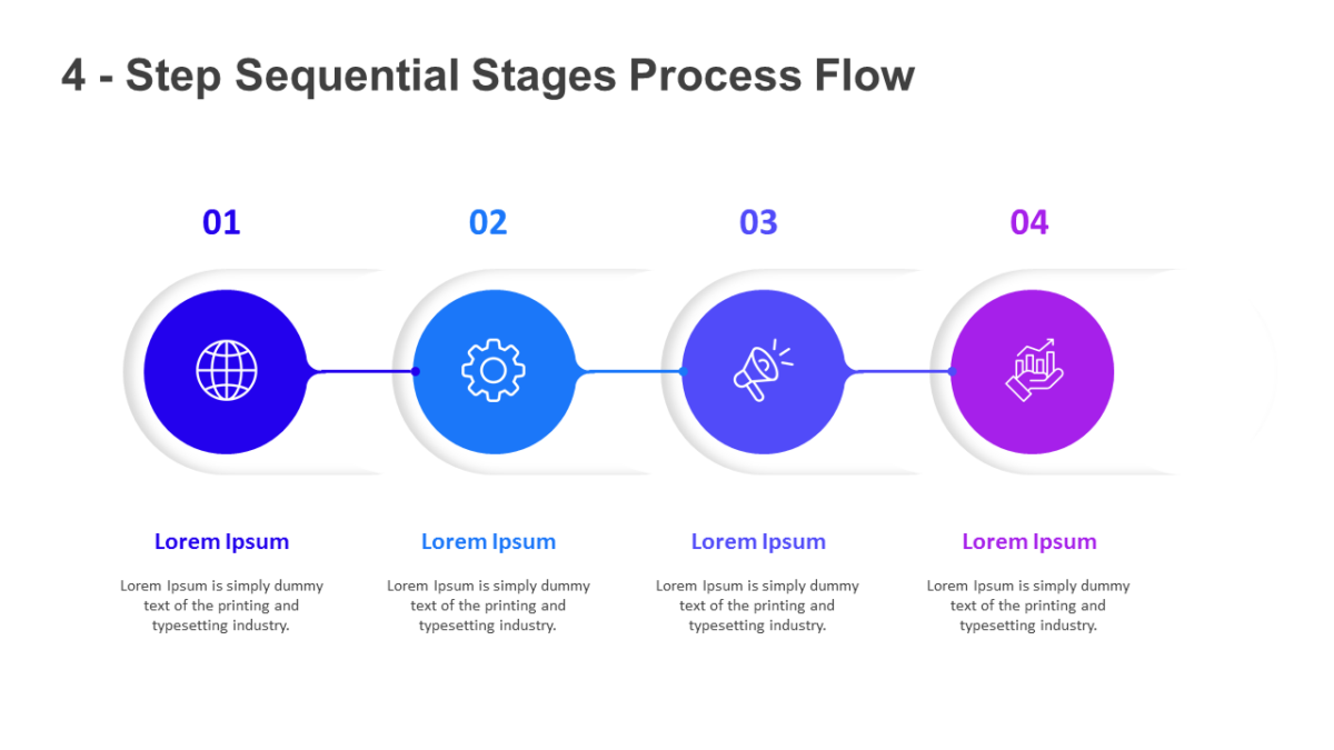 4 Step Sequential Stages Process Flow - SlideFeast